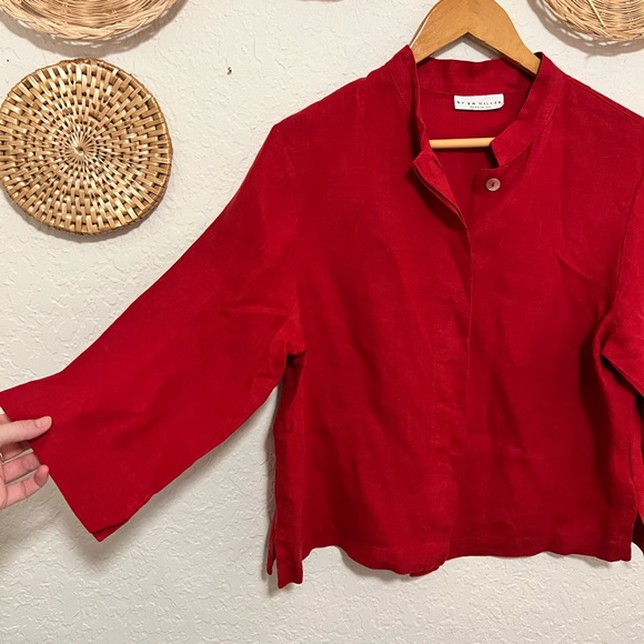 Tops | Vintage Red Linen Top | Poshmark